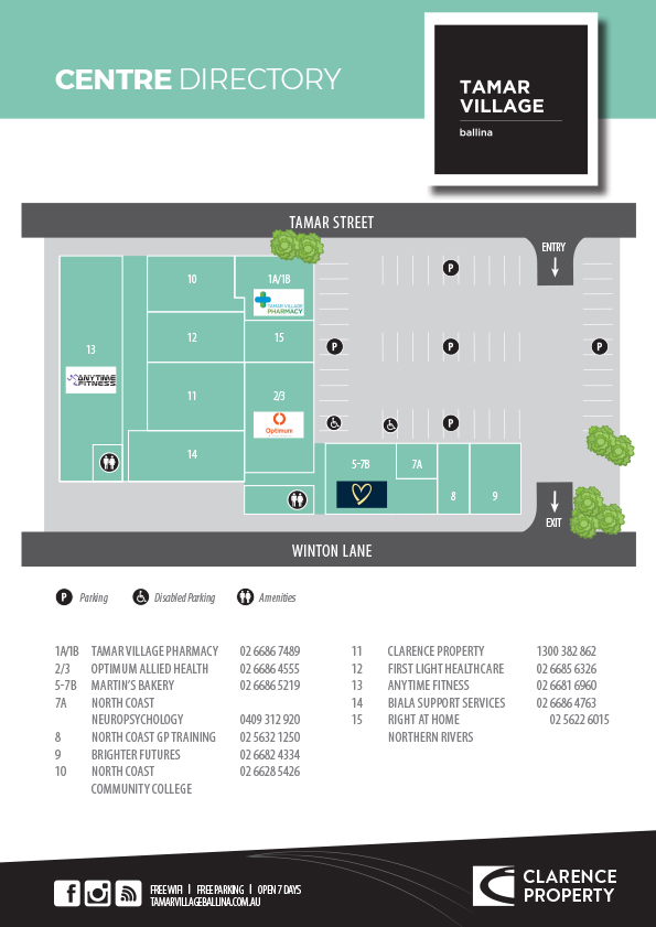 Centre Directory - Tamar Village, Ballina, NSW